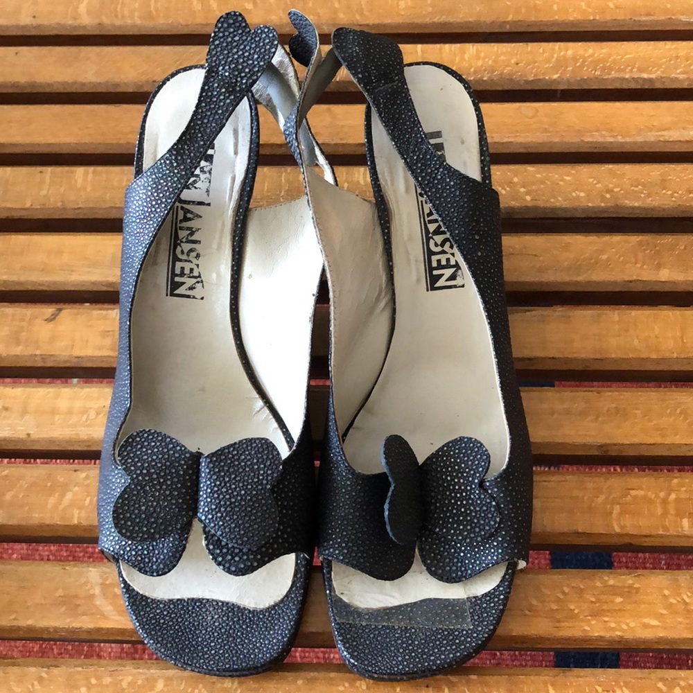 Rare Jan Jansen Floating Heels Iridescent Black - Gem